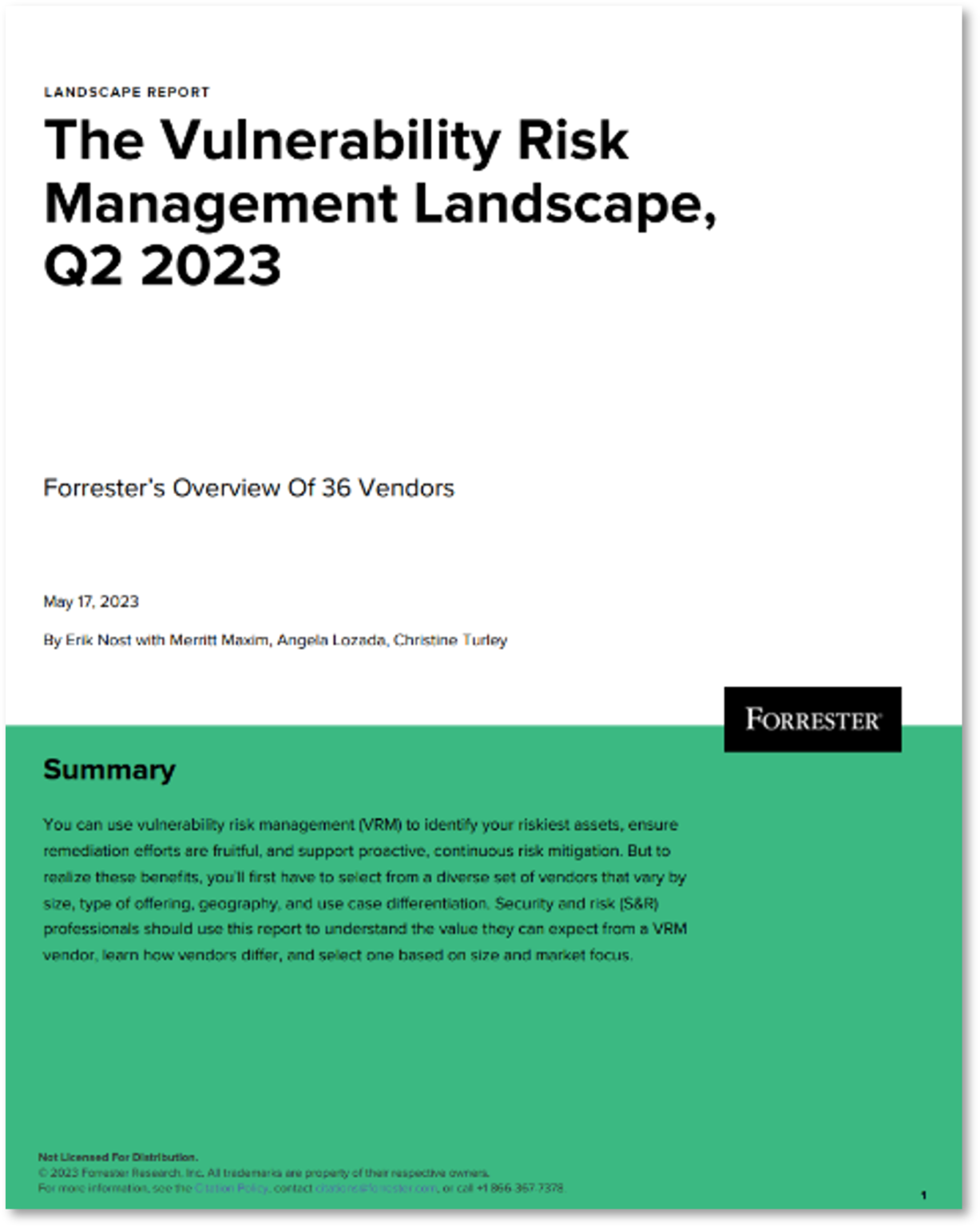 Forrester VRM Landscape Report 2023 - FortifyData Automated Cyber Risk ...